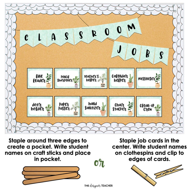 Editable Classroom Jobs Chart Student Bulletin Board Display Plant ...