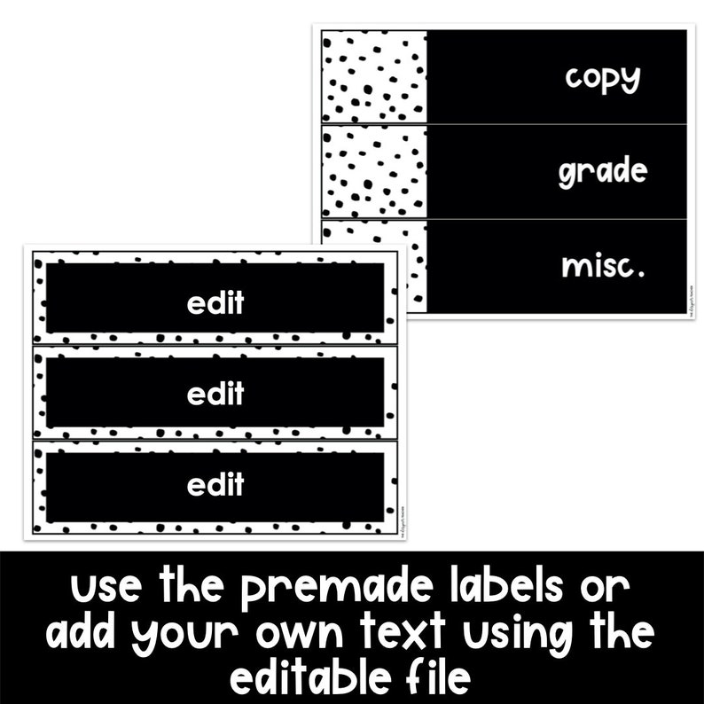 Editable Classroom Rolling Cart Labels With Black & White Boho ...