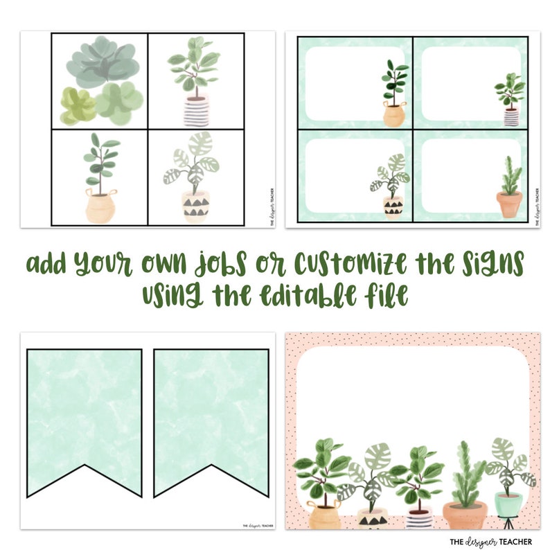 Editable Classroom Jobs Chart Student Bulletin Board Display Plant ...