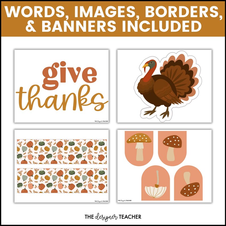 Fall November Thanksgiving Bulletin Board Kit Ideas Thankful Turkey ...