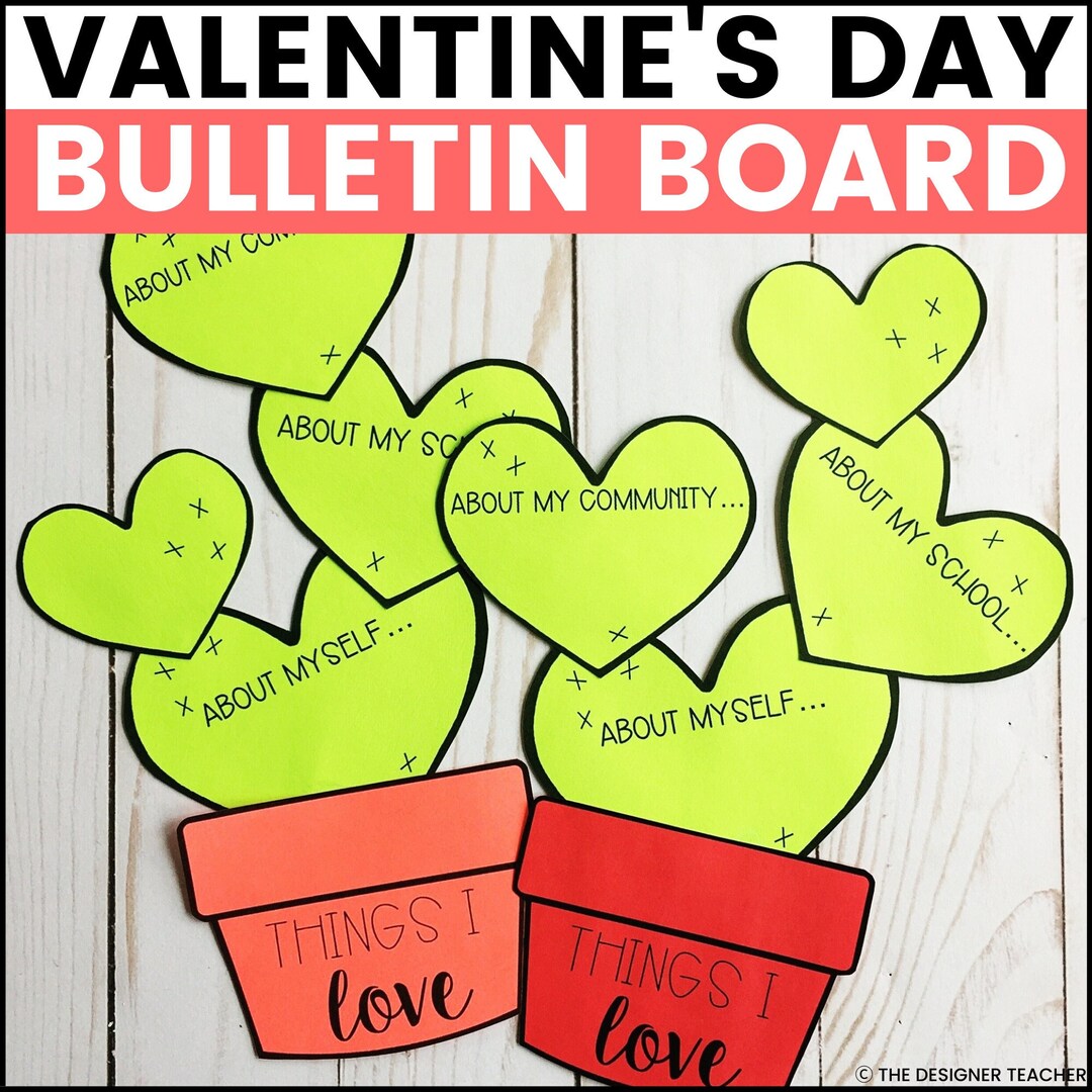 February Valentine's Day Bulletin Board and Cactus Door Decor Craft - Etsy