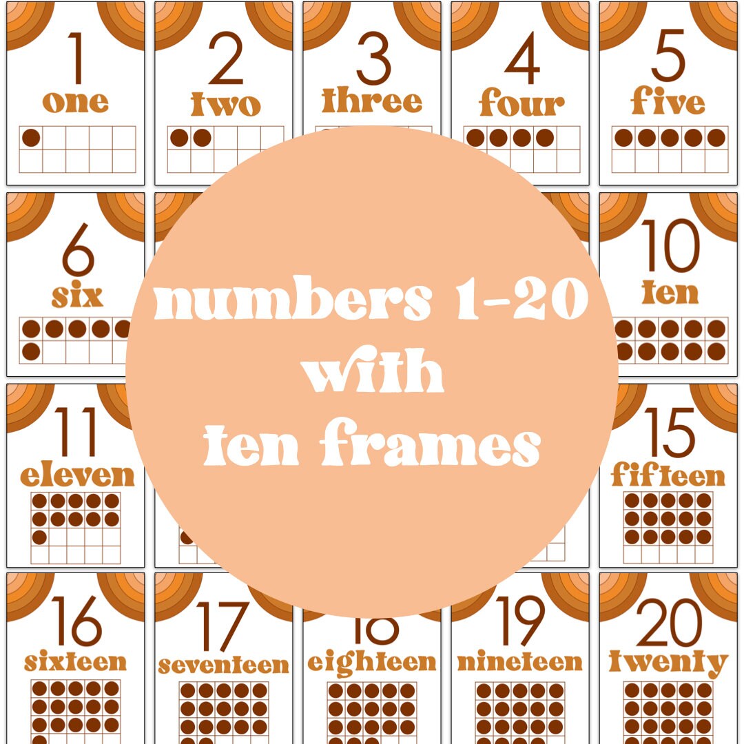 Sunny Boho Retro Groovy Decor Theme Classroom Number Posters 1–20 | 10 ...
