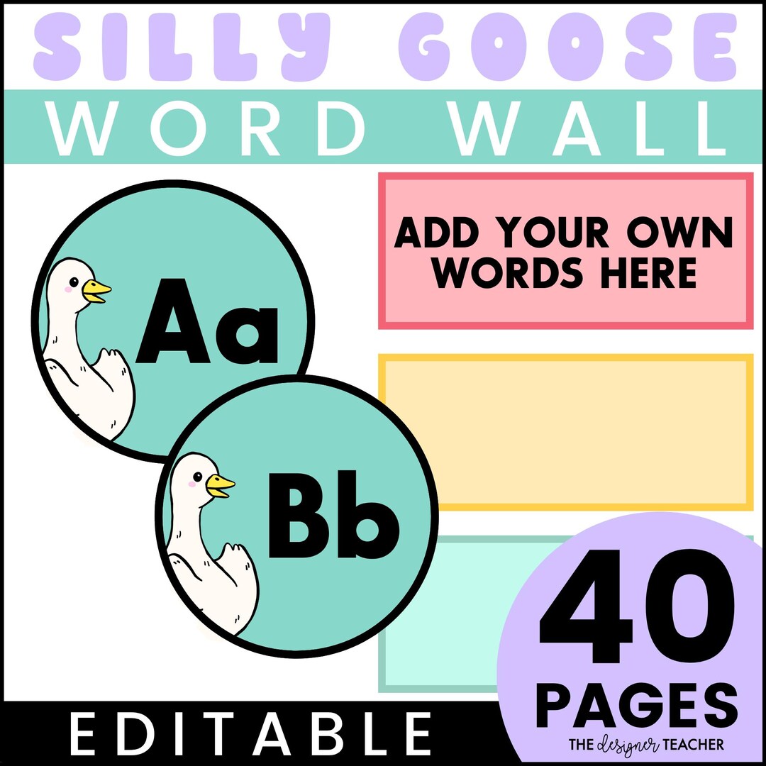 Editable Classroom Silly Goose Word Wall Template Display Bulletin ...