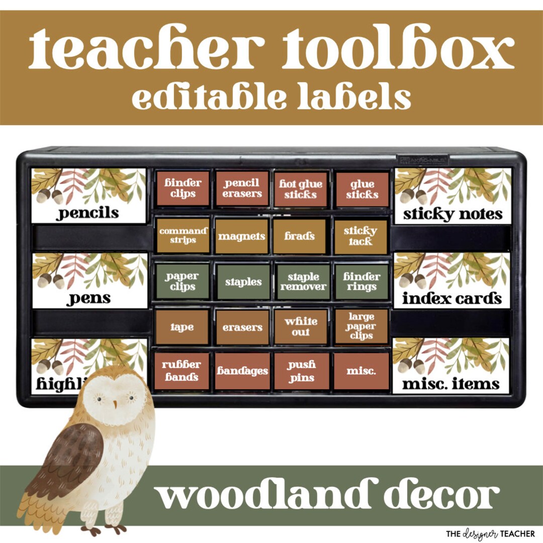 Editable Teacher Toolbox Labels With Boho Woodland Theme | Forest ...