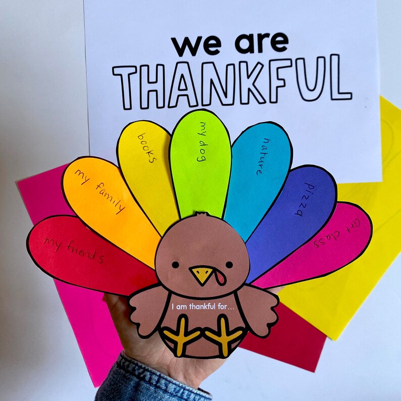 Thanksgiving Thankful Turkey Bulletin Board Craft Kit Ideas & Gratitude ...