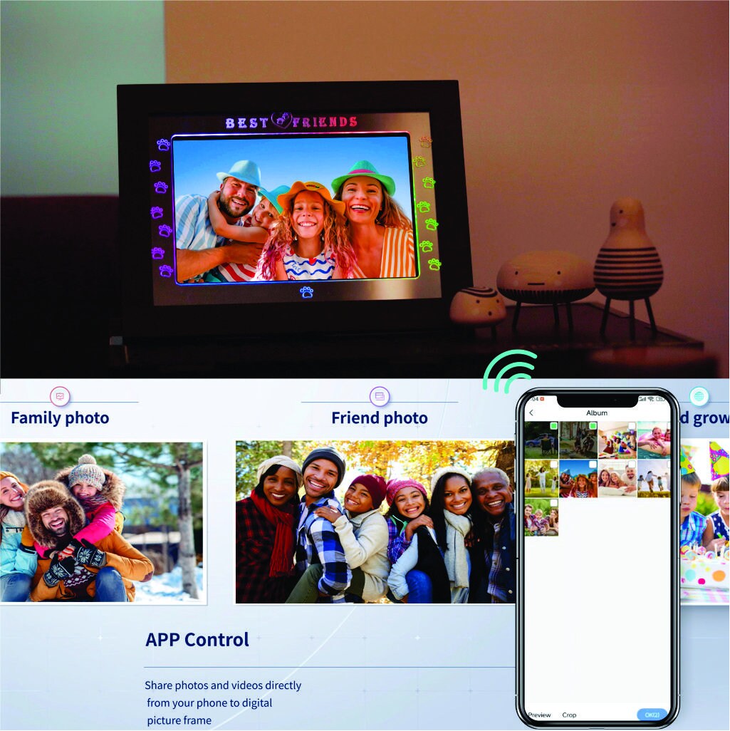10“ Custom Wifi Digital Photo Frame LED Light, Best Friends ...