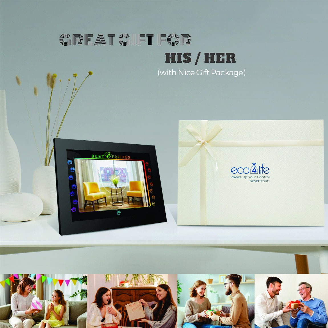 10“ Custom Wifi Digital Photo Frame LED Light, Best Friends ...