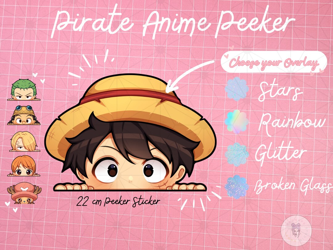 Anime Inspired Pirate Peeker Sticker Water Resistance Chibi Pirate ...