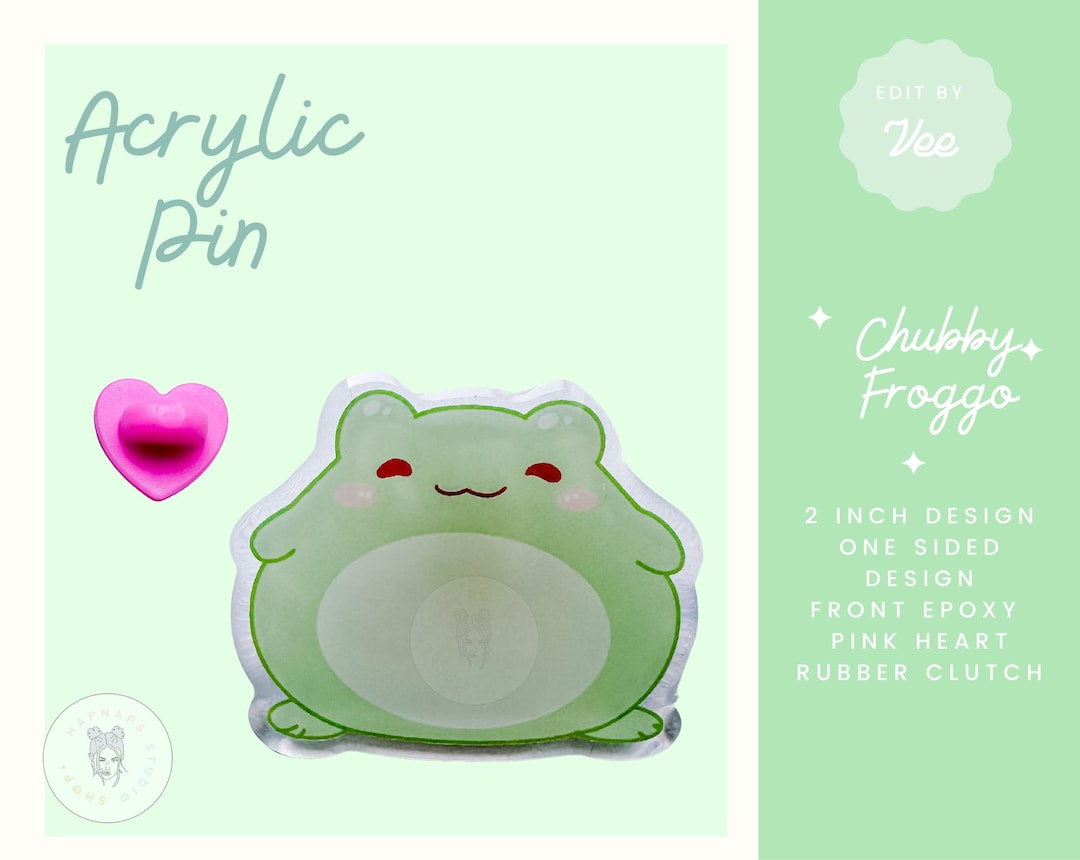 Chibi Chubby Frog Pin Kawaii Chibi Style Frog Epoxy Acrylic Pin Cute ...