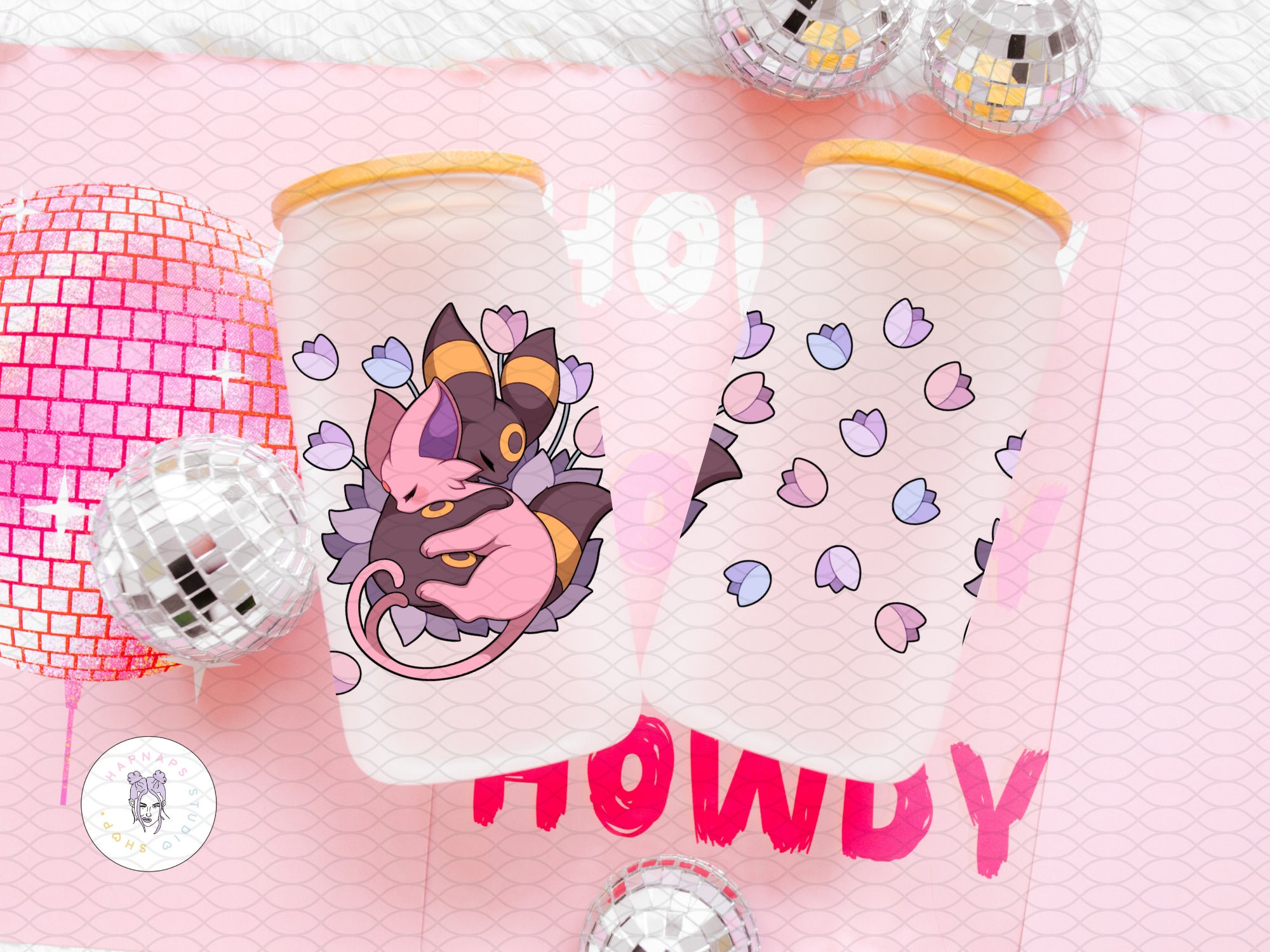 Anime Inspired Chibi Eeveelution Glass Cup Anime Gift for Her Kawaii ...