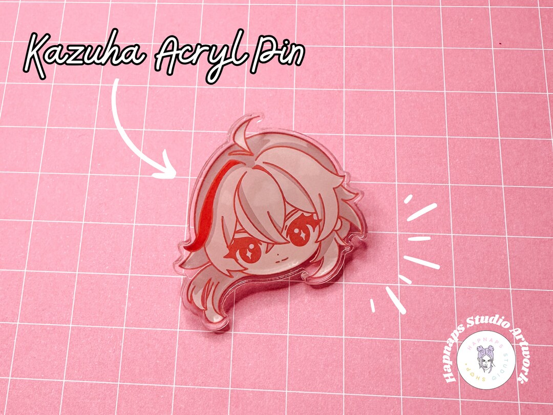 Chibi Gi Kazuha Pin Kawaii Kazuha Acrylic Pin Kazuha Keychain Etsy