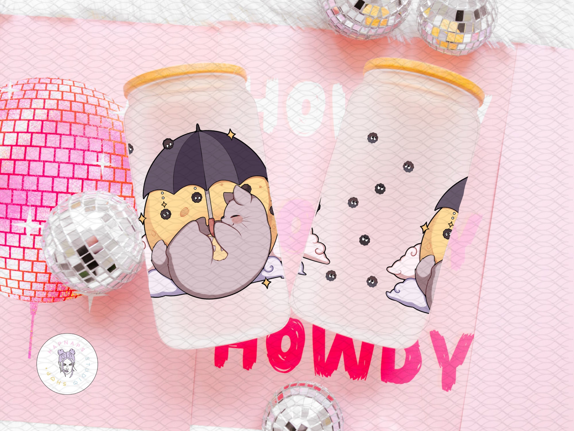 Anime Inspired Soots Sprites Racoon Glass Cup Anime Kawaii Anime Glass ...