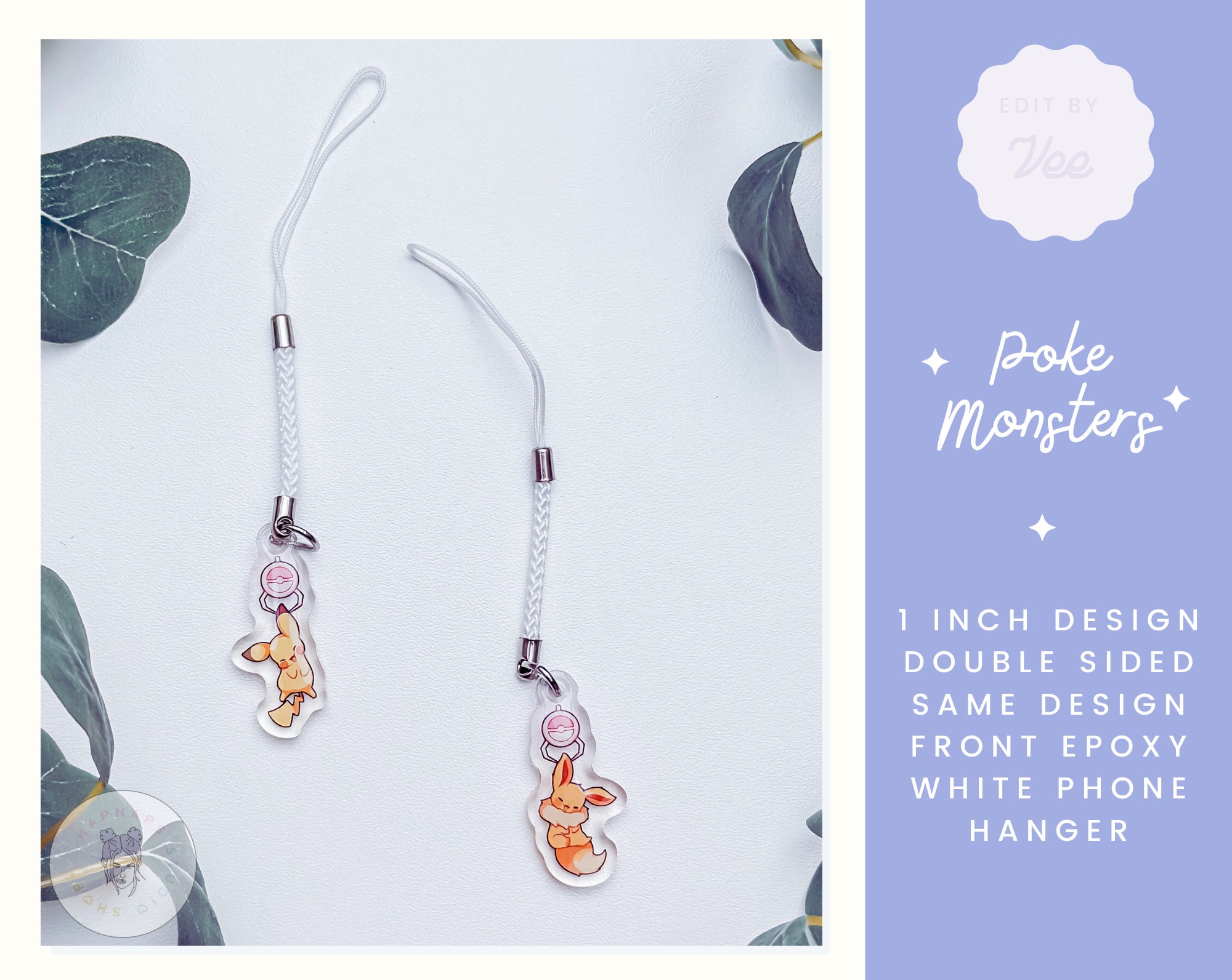 Anime Inspired Pika Gacha Phone Charm Thunder Mouse Keychain for Phone ...