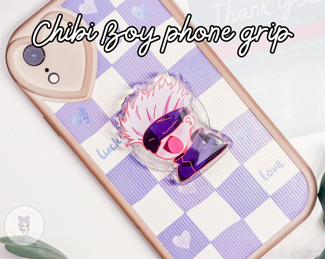 Anime Inspired Chibi Exorcist Gojo Acrylic Phone Grip Cute Jjk Phone ...