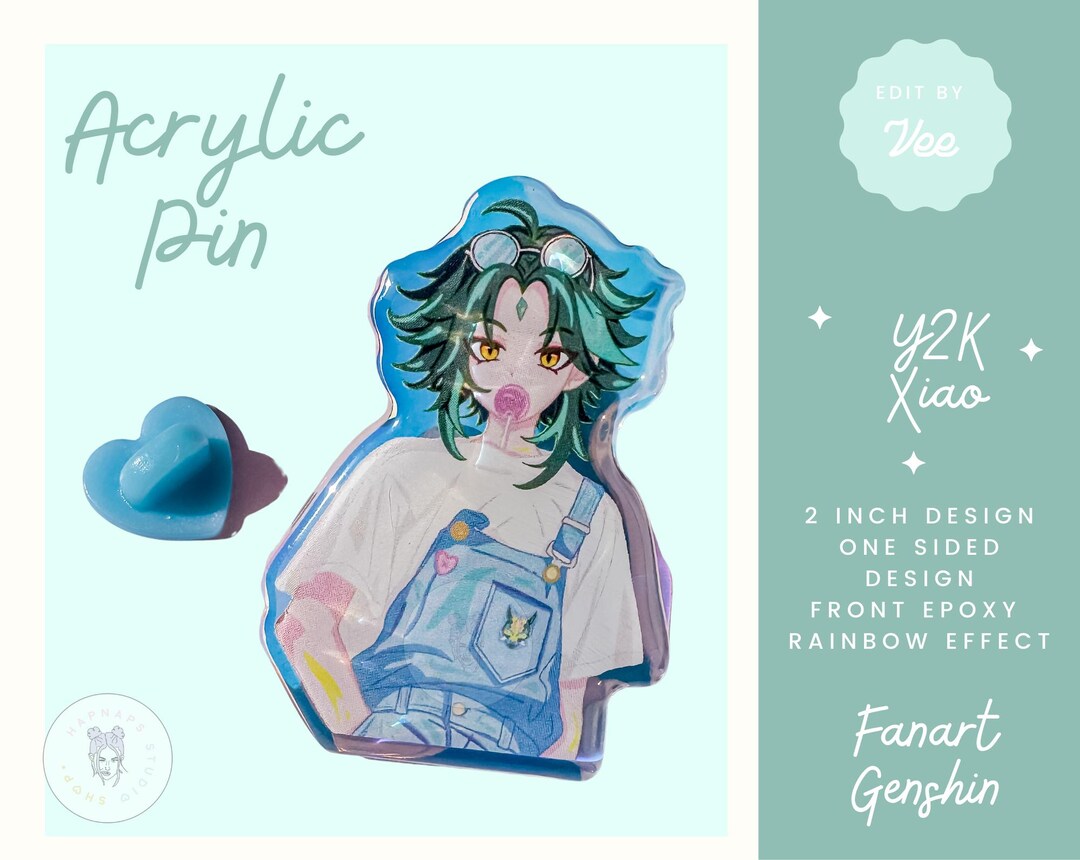 Genshin Xiao Pin Kawaii Y2k Modern Style Anime Xiao Epoxy Acrylic Pin ...