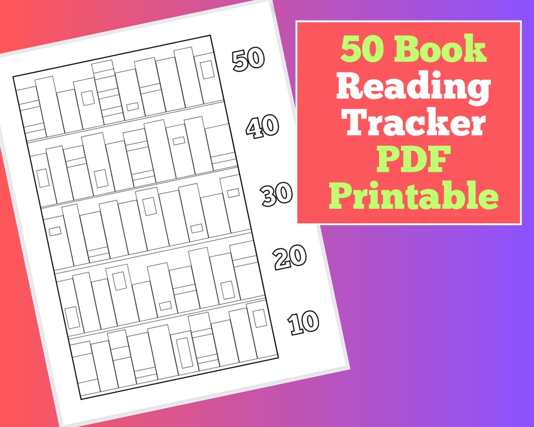 50 Book Reading Challenge Tracker PDF Printable - Summer Reading ...
