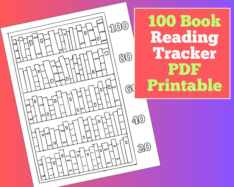 100 Book Reading Challenge Log PDF Printable - Summer Reading Program ...