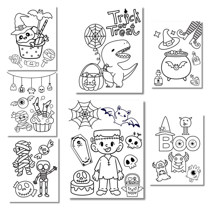 Cute Halloween Coloring Pages PDF Digital Download 25 Unique Designs ...