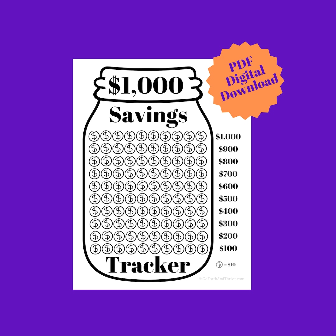 Savings Challenge Tracker PDF Printable Digital Download - 8.5 X 11 ...
