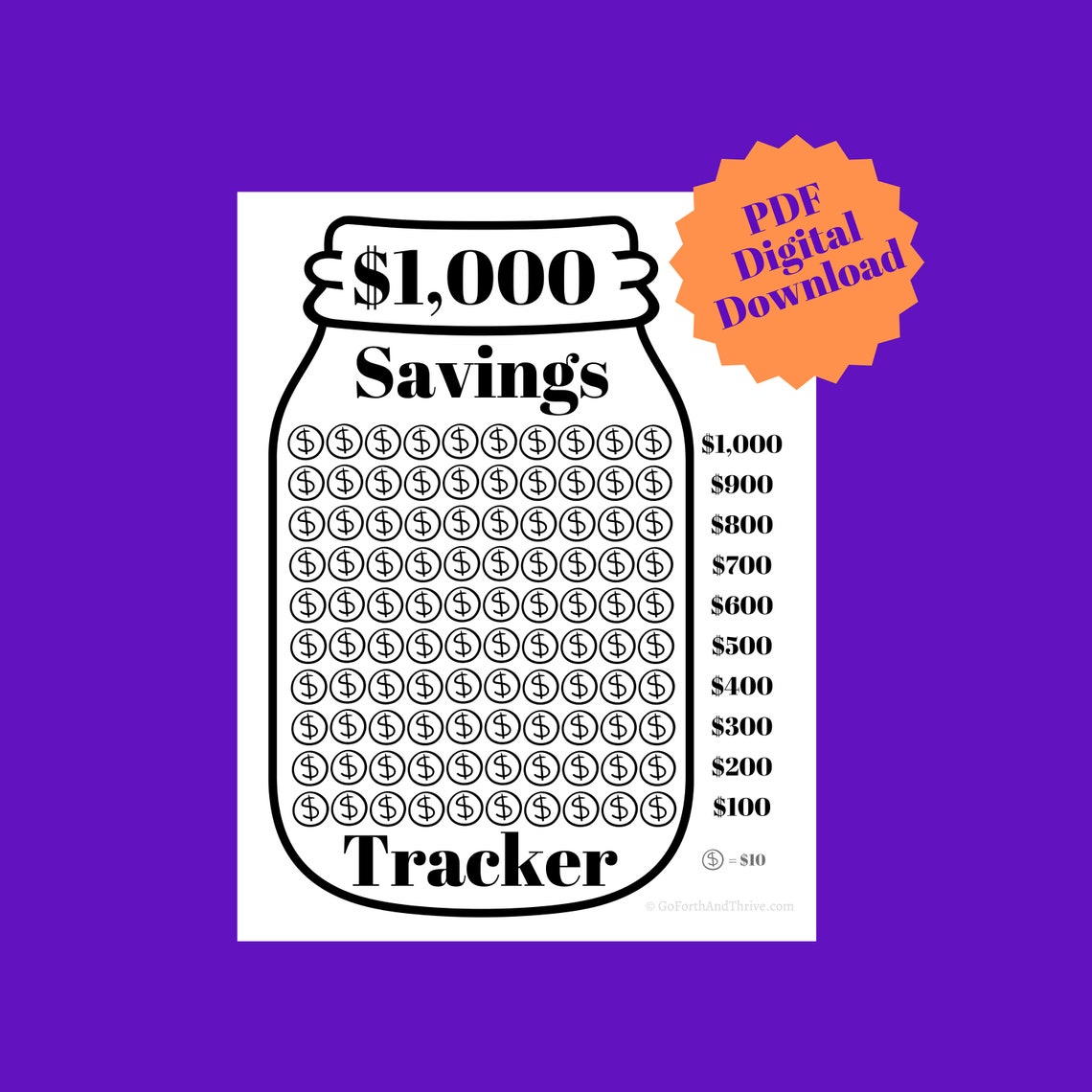 Savings Challenge Tracker PDF Printable Digital Download - 8.5 X 11 ...