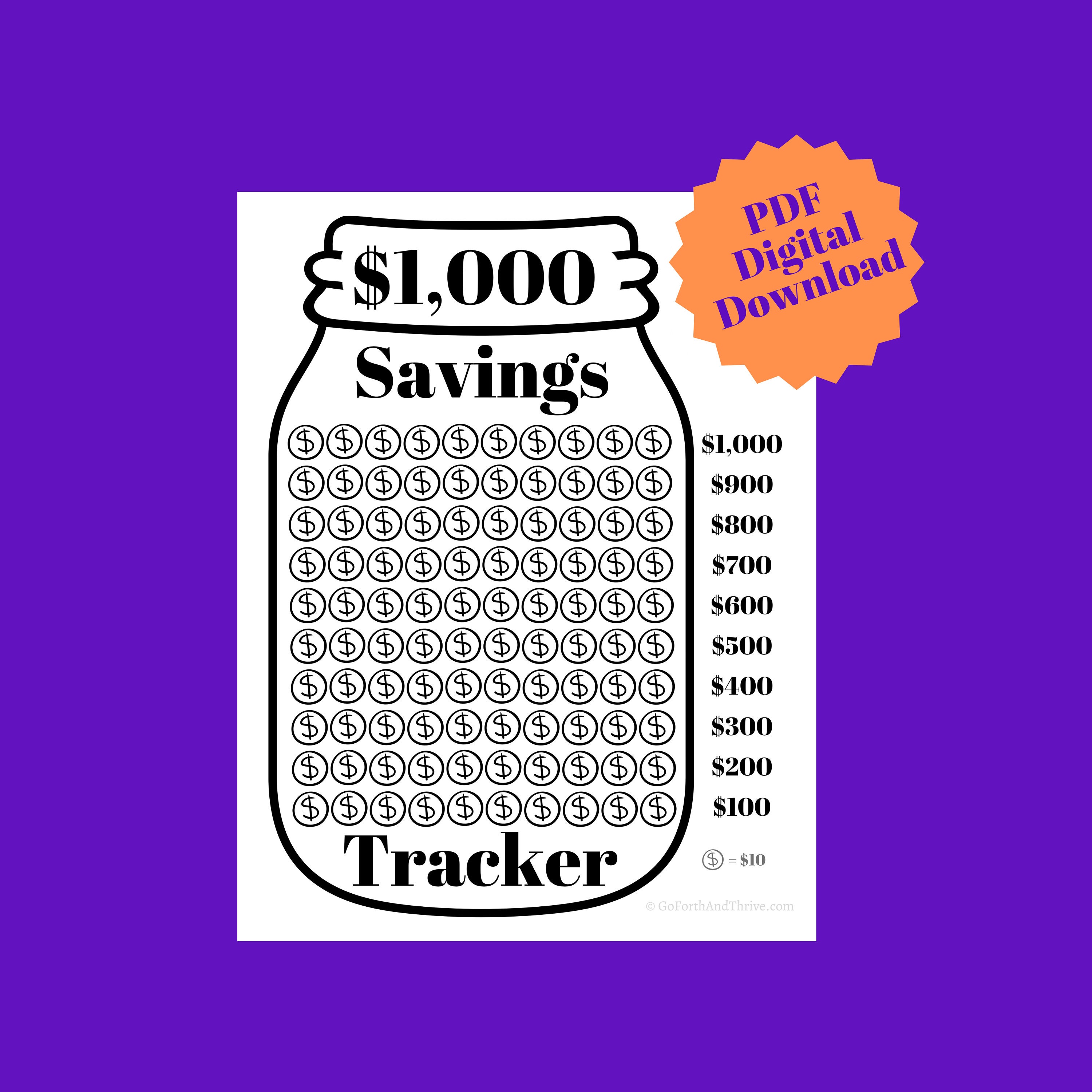 Savings Challenge Tracker PDF Printable Digital Download - 8.5 X 11 ...