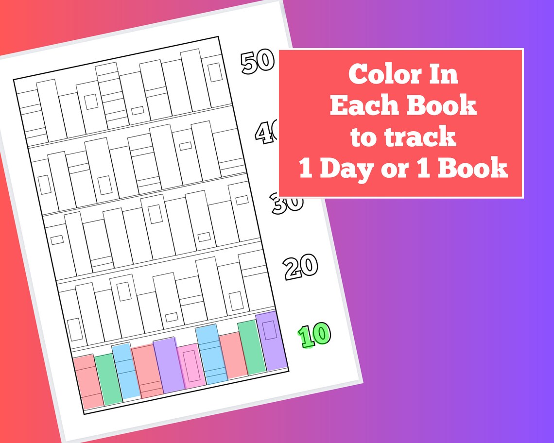 50 Book Reading Challenge Tracker PDF Printable - Summer Reading ...