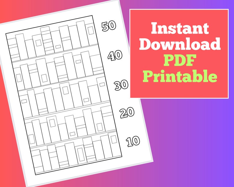 50 Book Reading Challenge Tracker PDF Printable - Summer Reading ...
