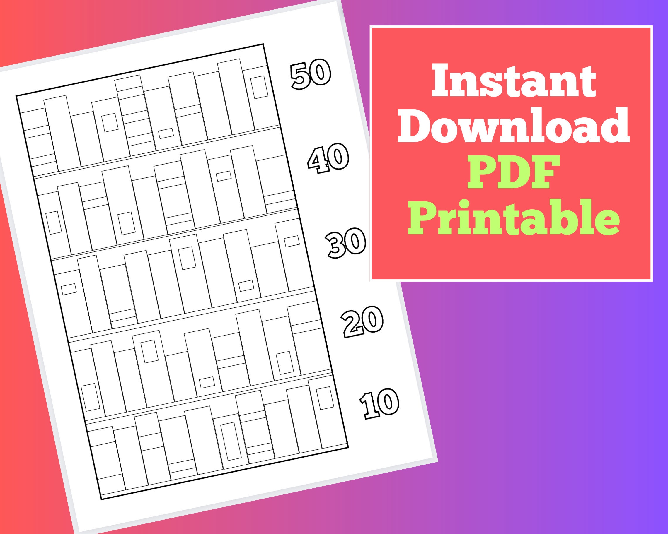 50 Book Reading Challenge Tracker PDF Printable - Summer Reading ...