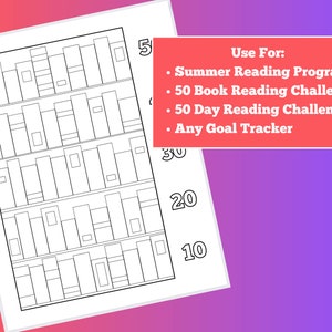 50 Book Reading Challenge Tracker PDF Printable - Summer Reading ...