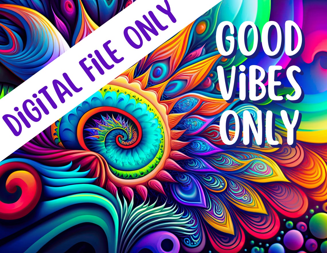 Good Vibes Only Colorful PNG Printable Wall Art - Positive Affirmation ...