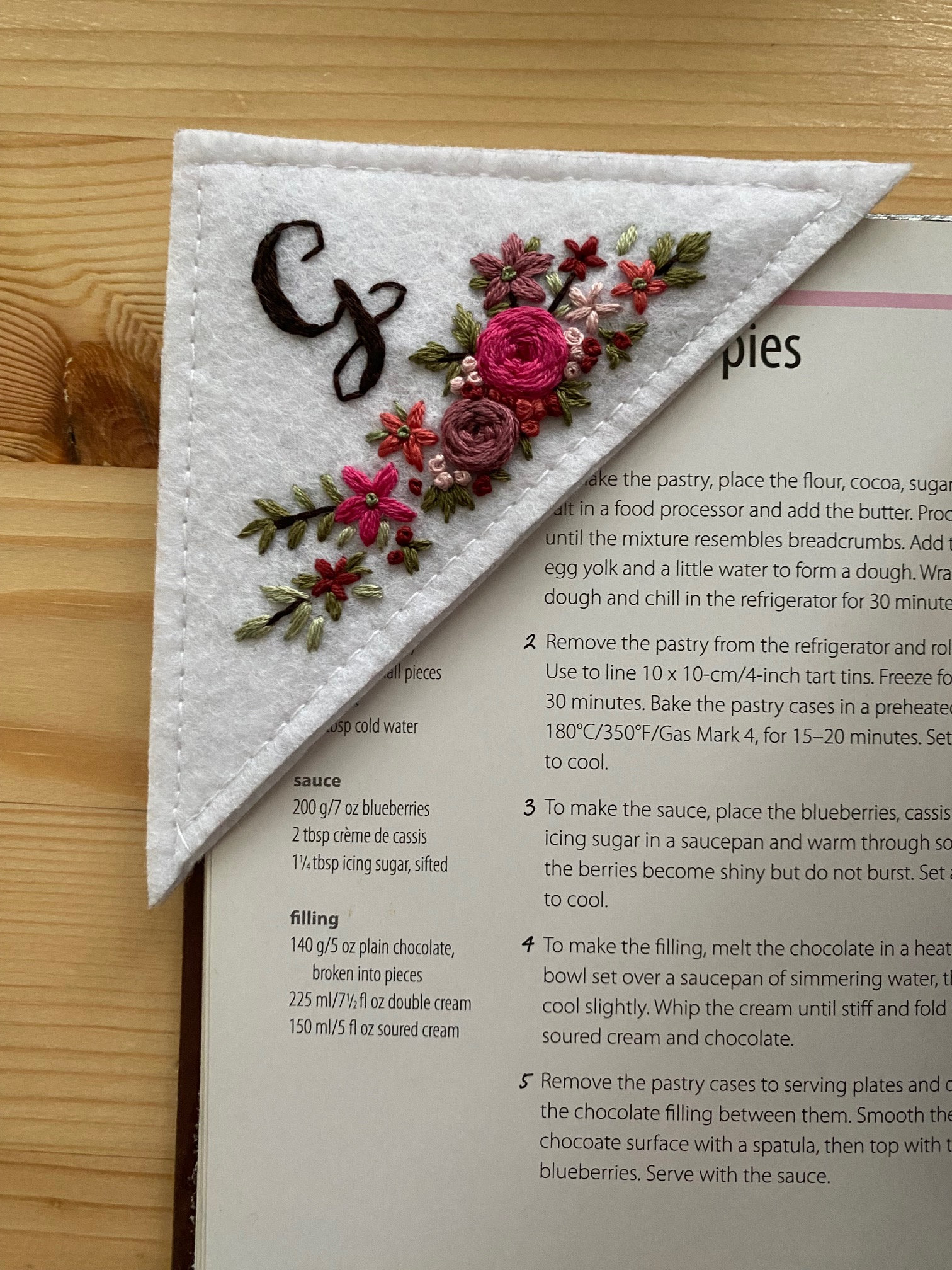 Hand Embroidered Bookmark Felt Corner Bookmark Gift for Book - Etsy UK