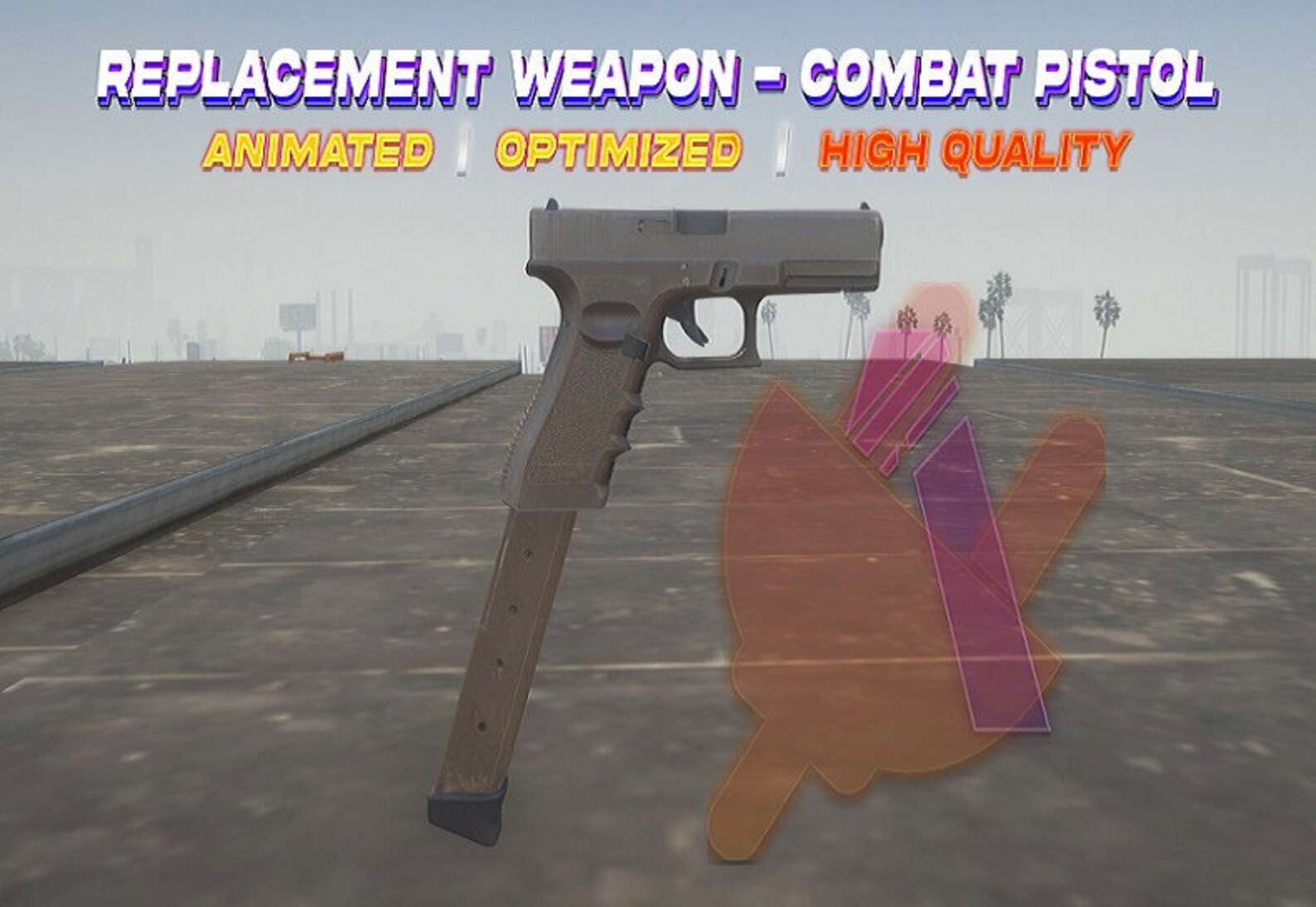 GTA V Solo Weapon: Tan Glock Fivem Ready Optimized Extended Magazine ...