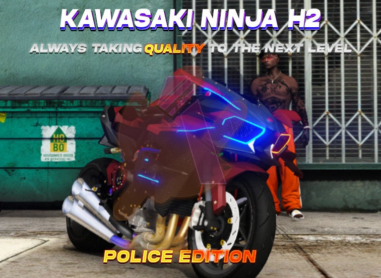 GTA V Solo Vehicle: Kawasaki Ninja H2 Carbon Police Bike Fivem Ready High Quality Optimized 35 ...