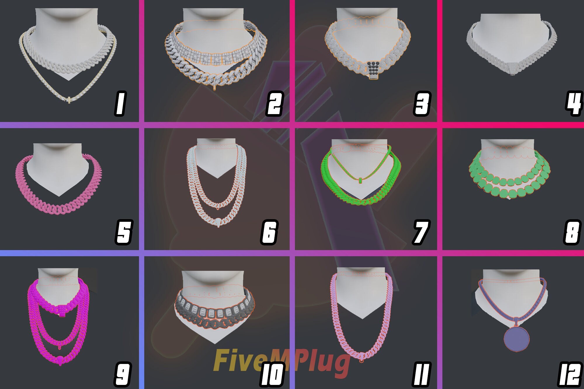 GTA V Chain Pack: 50 Chain Template Models Low Poly Free High Quality ...