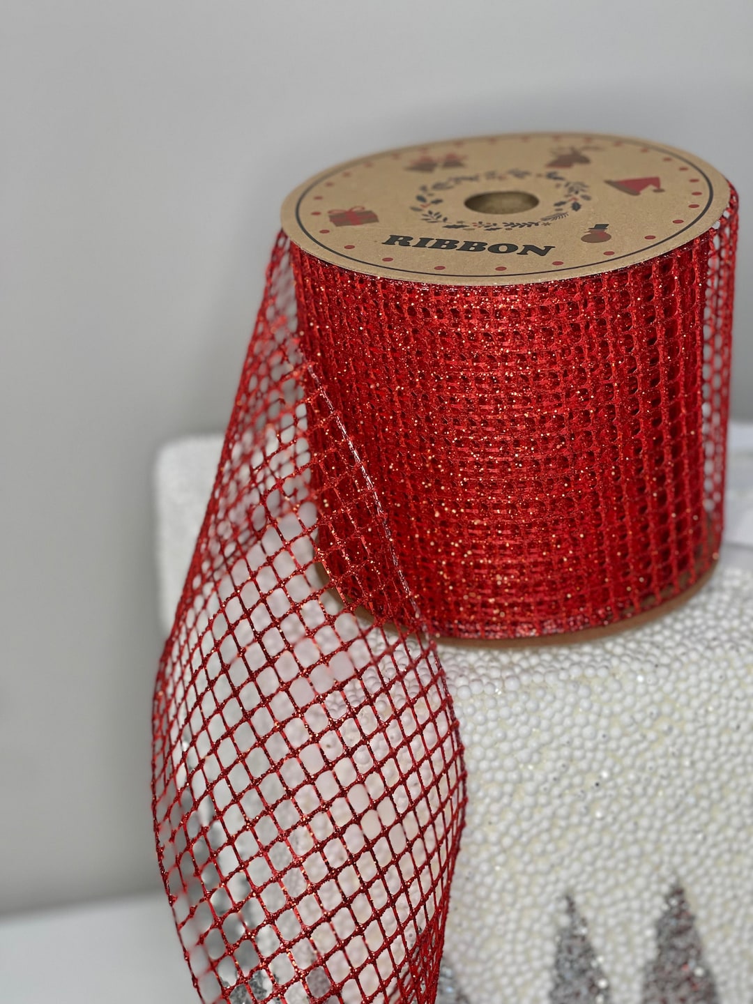 Metallic Mesh Wired Red Ribbon Craft and Diy - Etsy