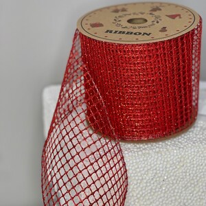Metallic Mesh Wired Red Ribbon Craft and Diy - Etsy