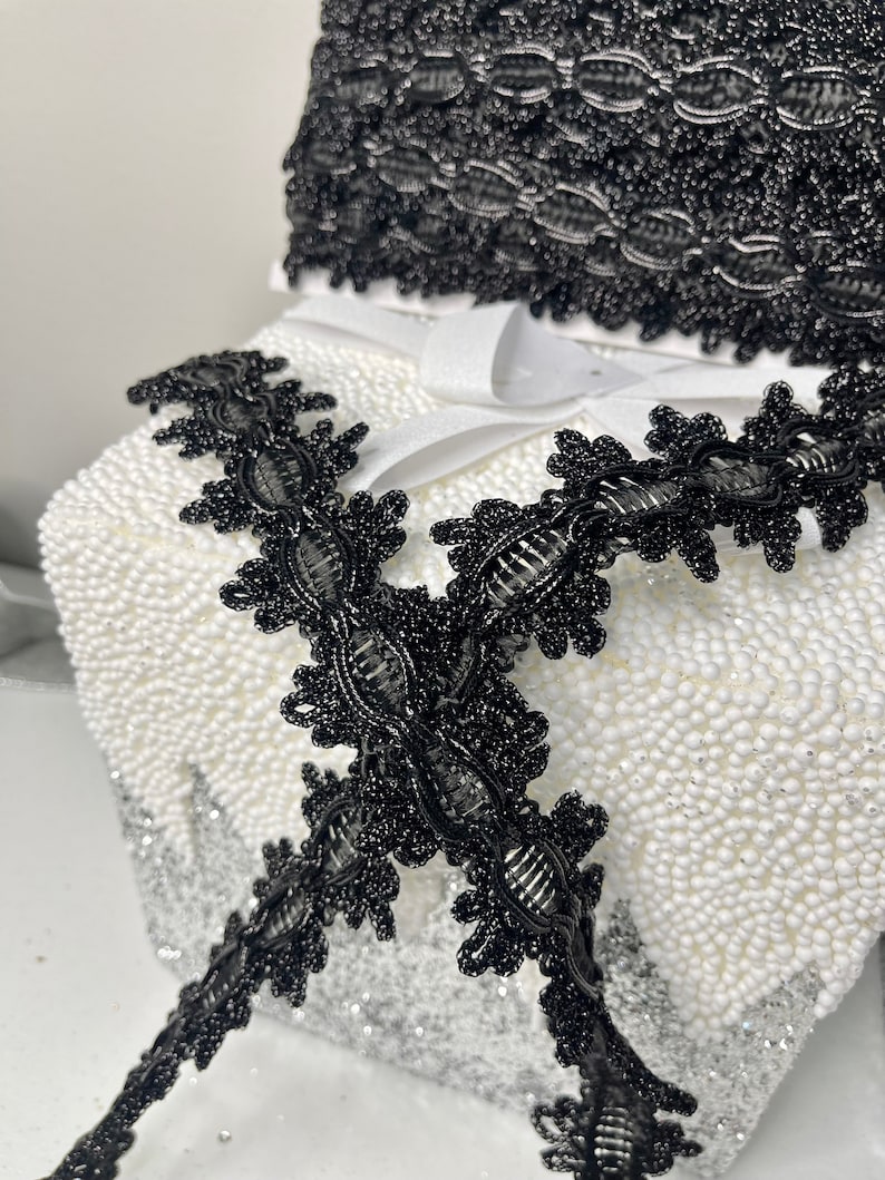 Beaded Lace Trim Sequin Lace Mesh Trim Black Lace Ribbon Appliques - Etsy