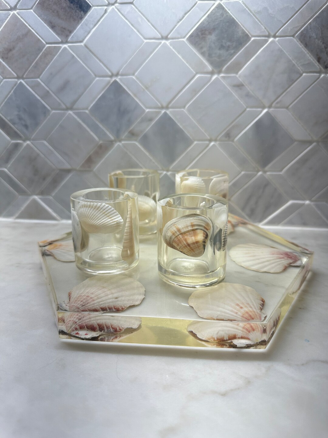 Custom Design Resin Shot Glass (set of 4) With Matching Tray - Etsy