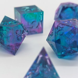 Crystal Clear Blue and Purple Iridescent Dice Set - 7 Polyhedral Dice ...