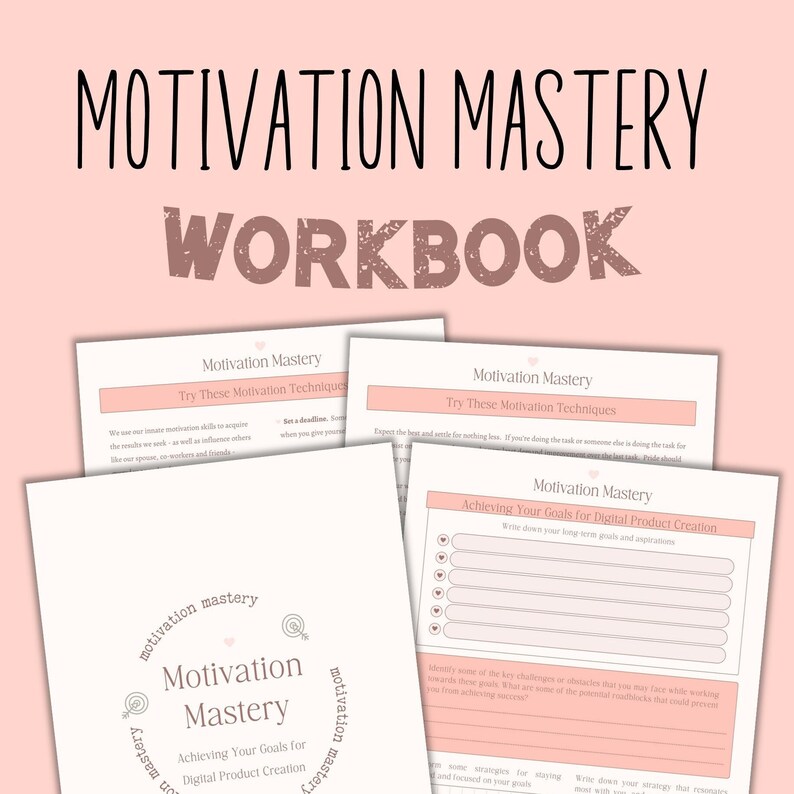Printable Motivation Coaching Workbook Planner; Self Help Goal Setting ...