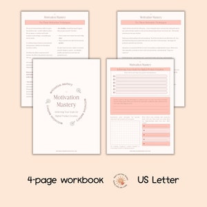 Printable Motivation Coaching Workbook Planner; Self Help Goal Setting ...