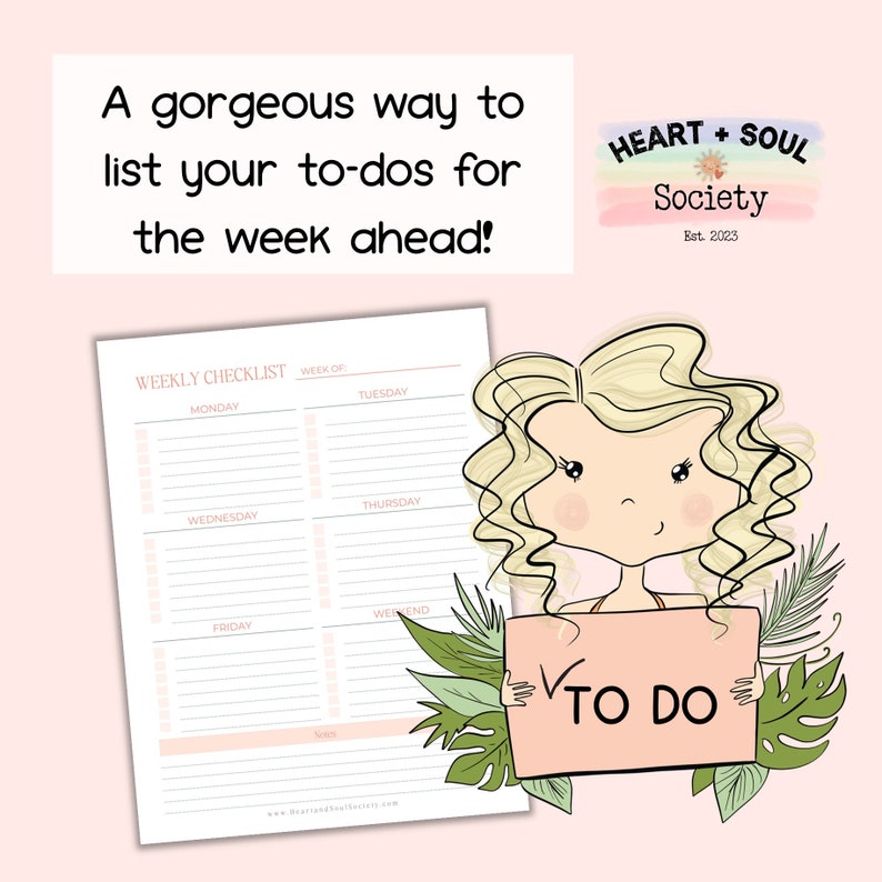 Printable Weekly to Do Lists Planner; Brain Dump Checklist ...