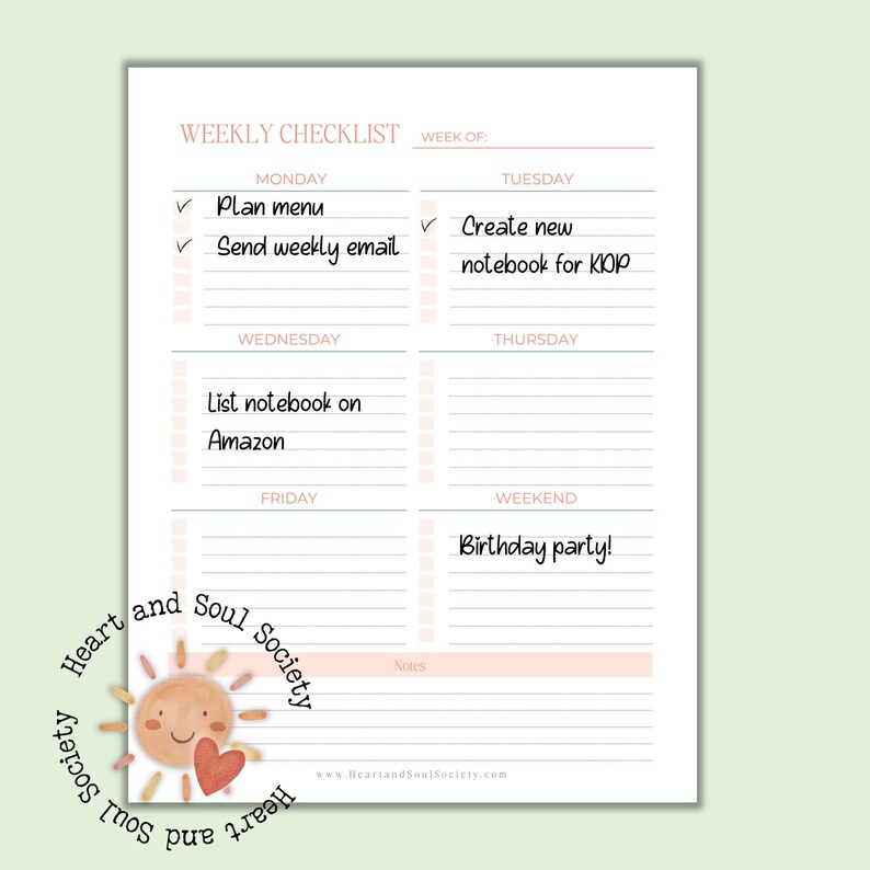 Printable Weekly to Do Lists Planner; Brain Dump Checklist ...