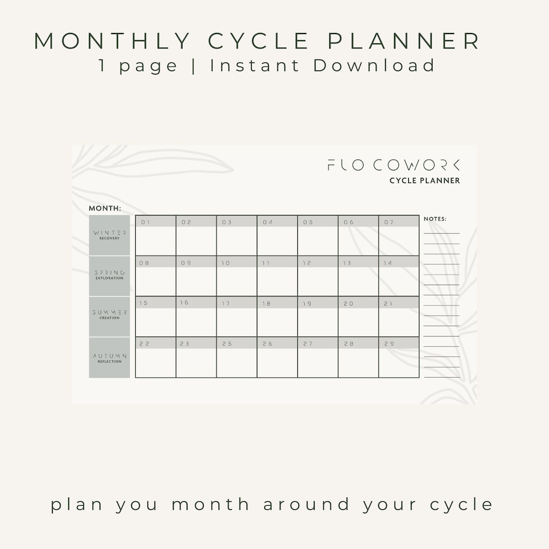 Cycle Planner | Monthly Planner | Cycle Syncing Planner | Printable Monthly Calendar - Etsy