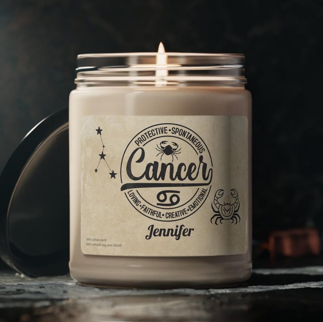 Personalized Zodiac Candle - Cancer, Constellation & Zodiac Image ...