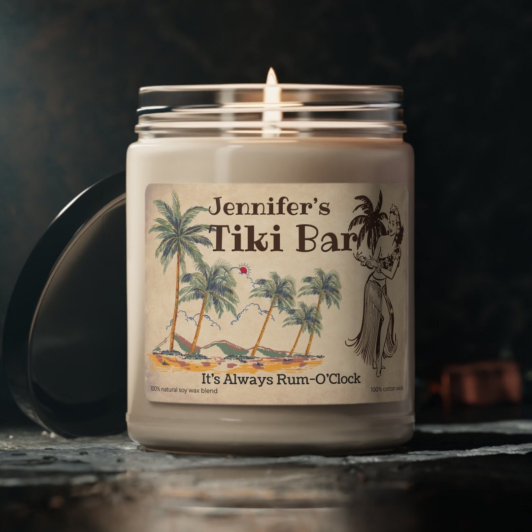 Personalized Tiki Bar Candle! 9oz Candle. All Ways Rum O-clock. Hawaii ...