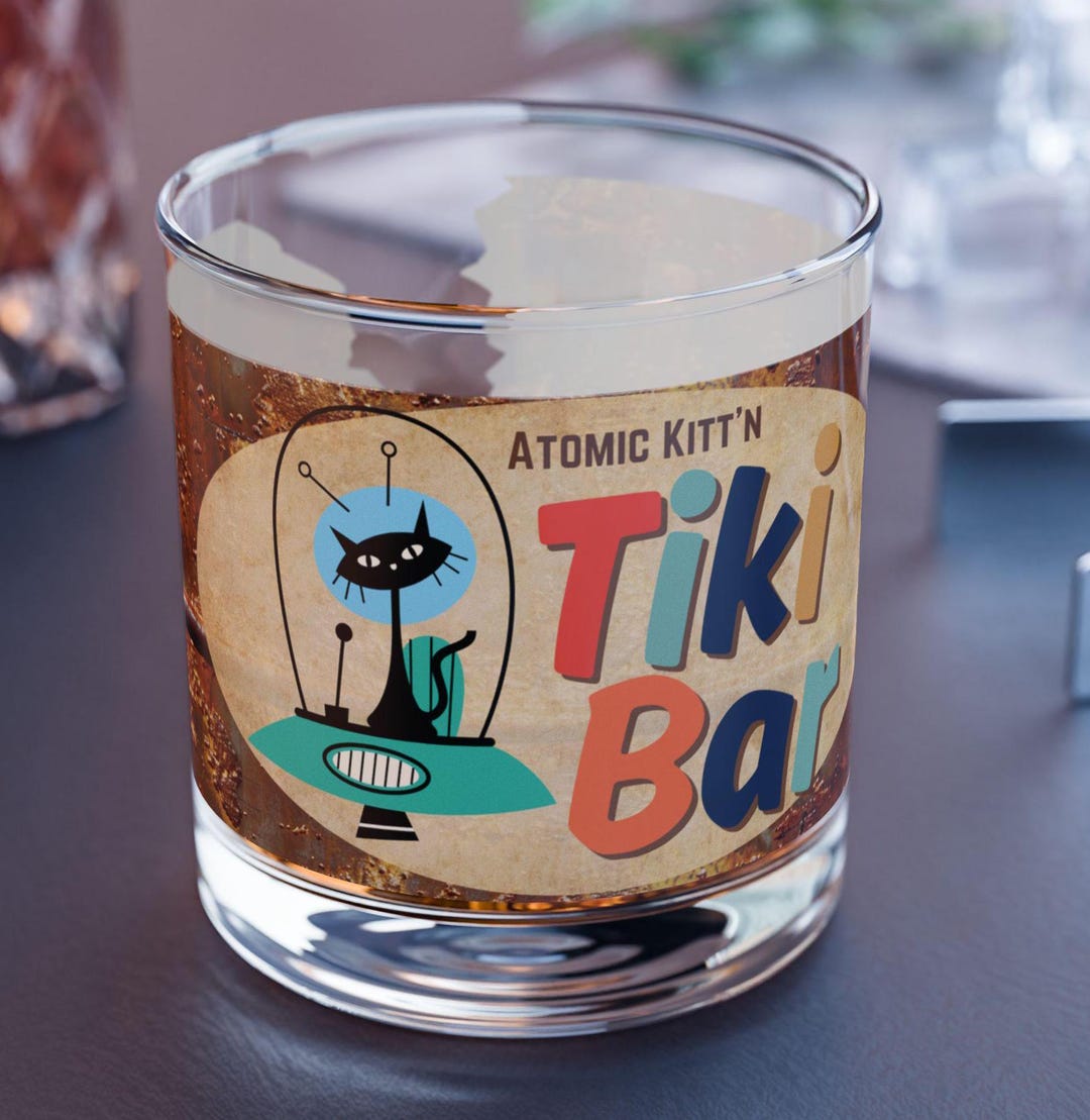 Atomic Tiki Bar Kitten Rocks Glass | 10oz | Rusty Can Look | Tiki Mug ...