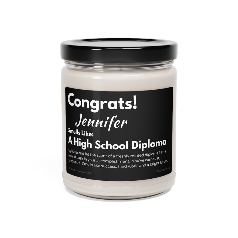 Personalized Congrats High School Graduate Candle Smells Like Success ...
