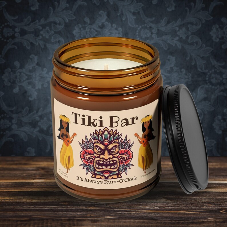 Tiki Bar Candle! | Rum O'clock | 9oz | Tiki Hawaii Theme | Tiki God ...