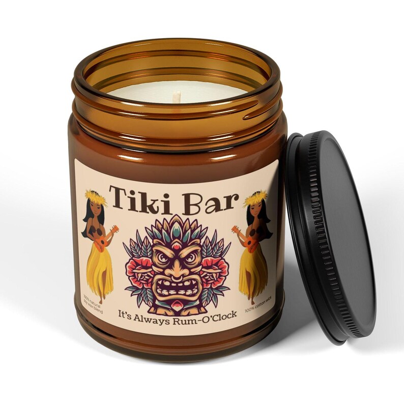 Tiki Bar Candle Rum O'clock 9oz Tiki Hawaii Theme Tiki God Mid Century ...